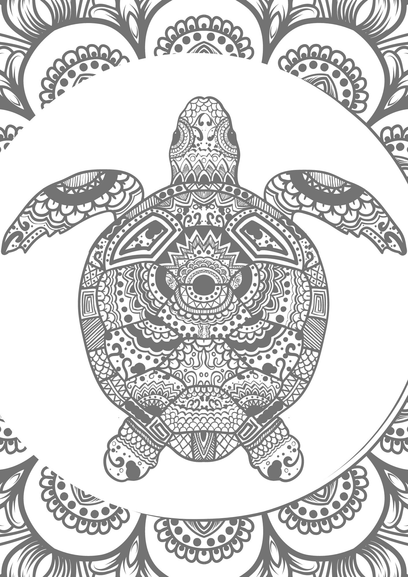 Turtle Coloring Sheet - Etsy