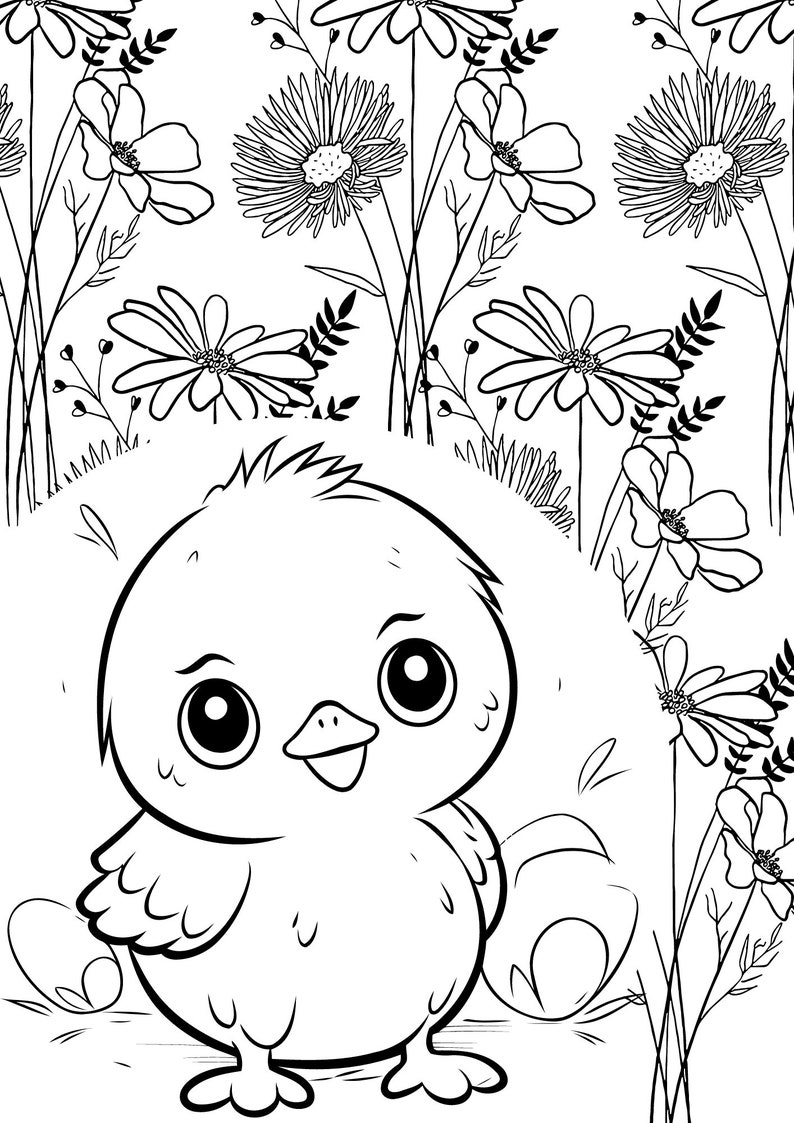 Chick Coloring Sheet - Etsy