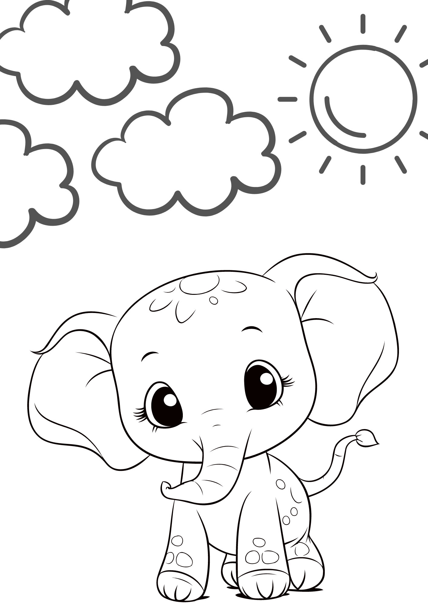 Elephant Coloring Sheet - Etsy