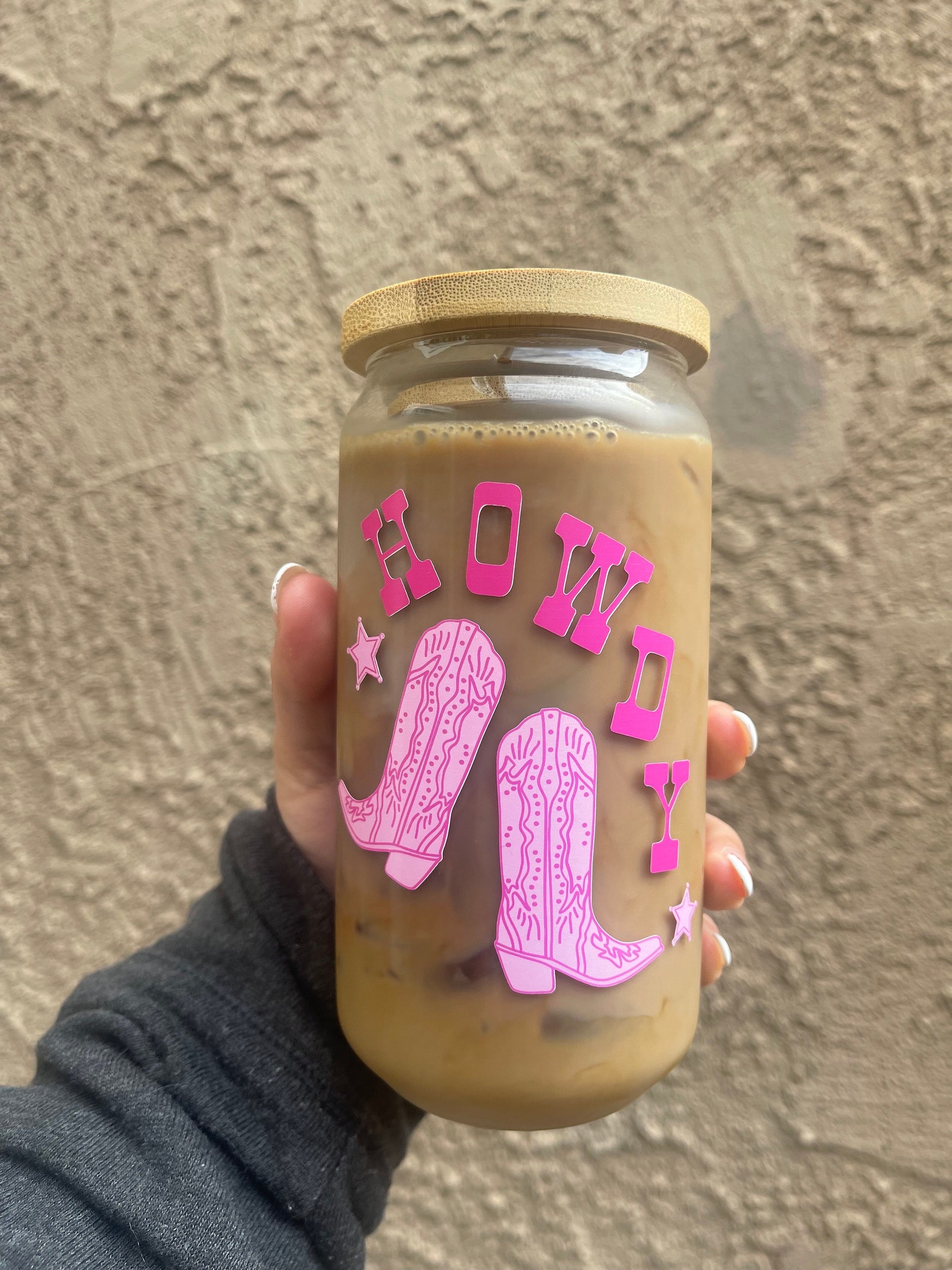 Howdy Pink Glass Cup // Iced Coffee Cup // Beer Can Glass // Gifts for ...