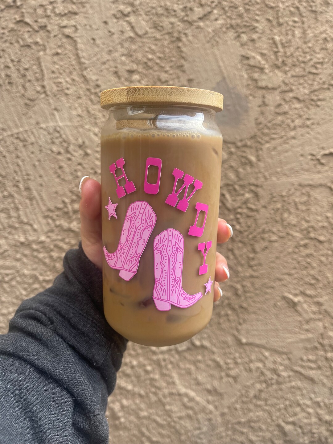 Howdy Pink Glass Cup // Iced Coffee Cup // Beer Can Glass // Gifts for ...