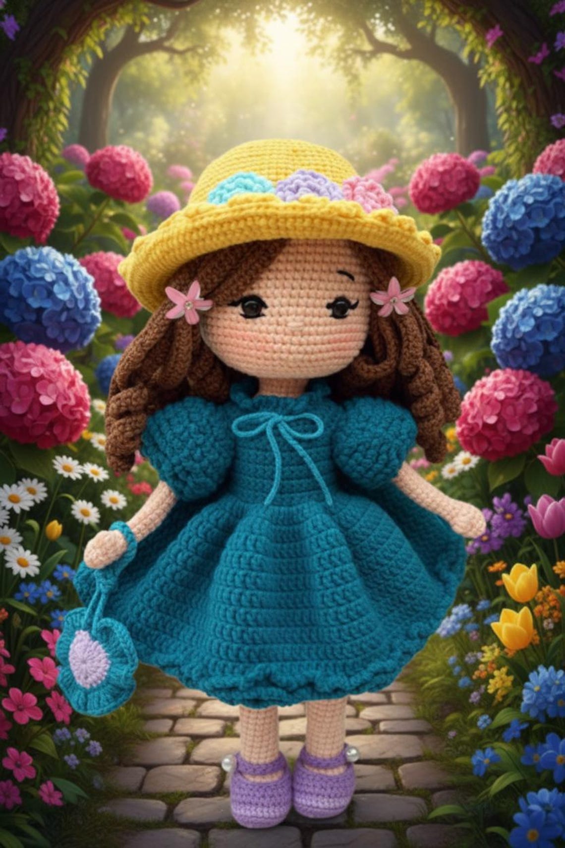 Crochet Doll Pattern PDF Vintage Girl Amigurumi Doll With Hat Floral ...