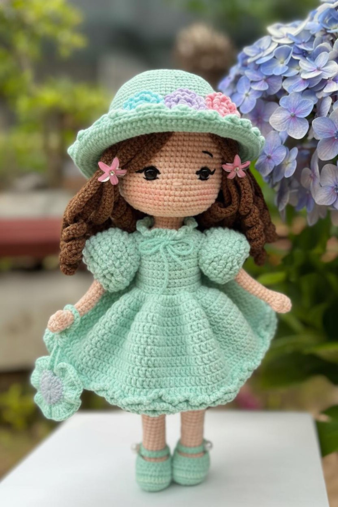 Crochet Doll Pattern PDF Vintage Girl Amigurumi Doll With Hat Floral ...