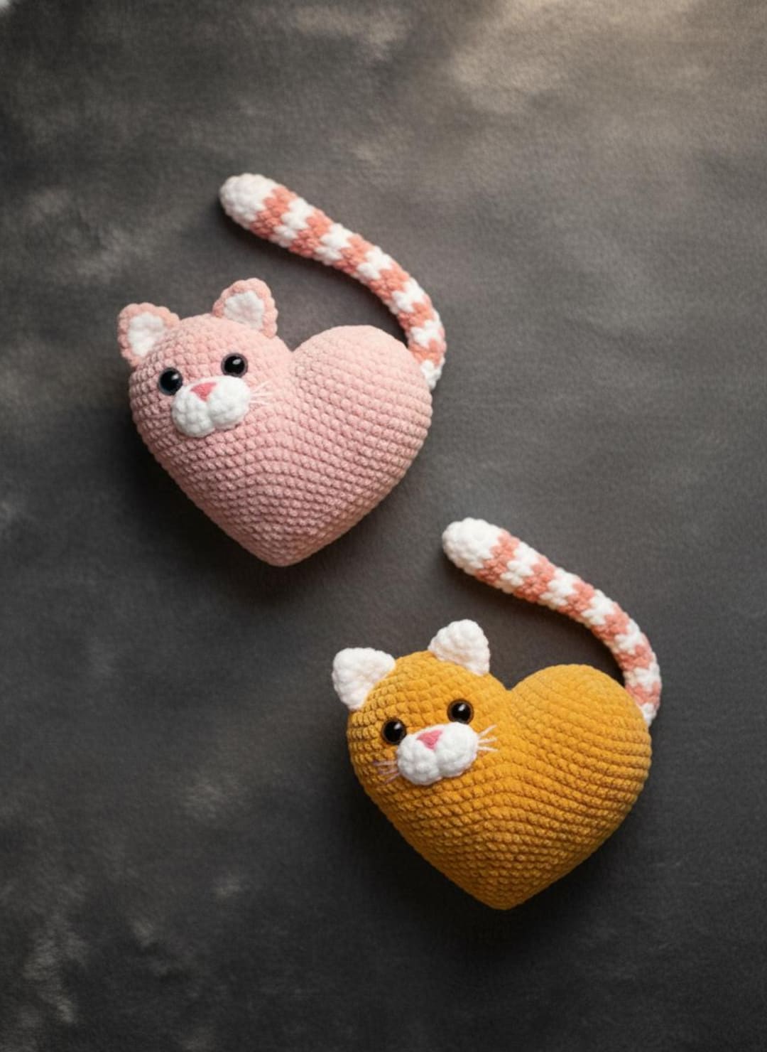 Crochet Heart Cat Plush Handmade Amigurumi Cute Cat Toy Valentine Gift ...