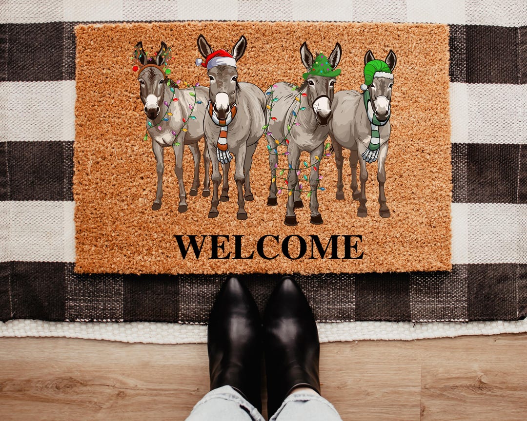 Donkey Welcome Doormat, Funny Farmhouse Entry Rug, Rustic Donkey Decor ...