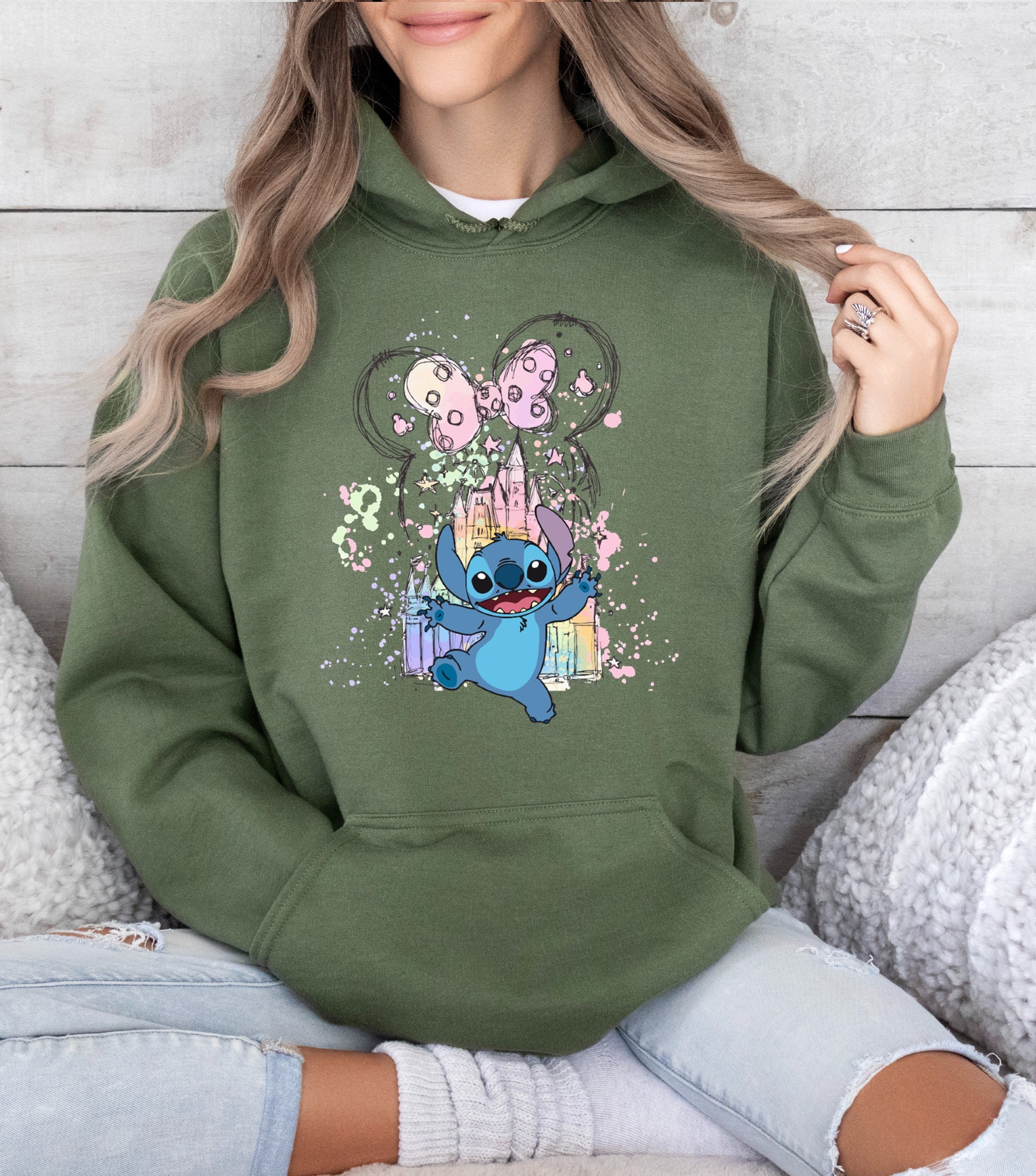 Disney Stitch Hoodie, Minnie Bow Stitch Hoodie, Stitch Disneyworld ...