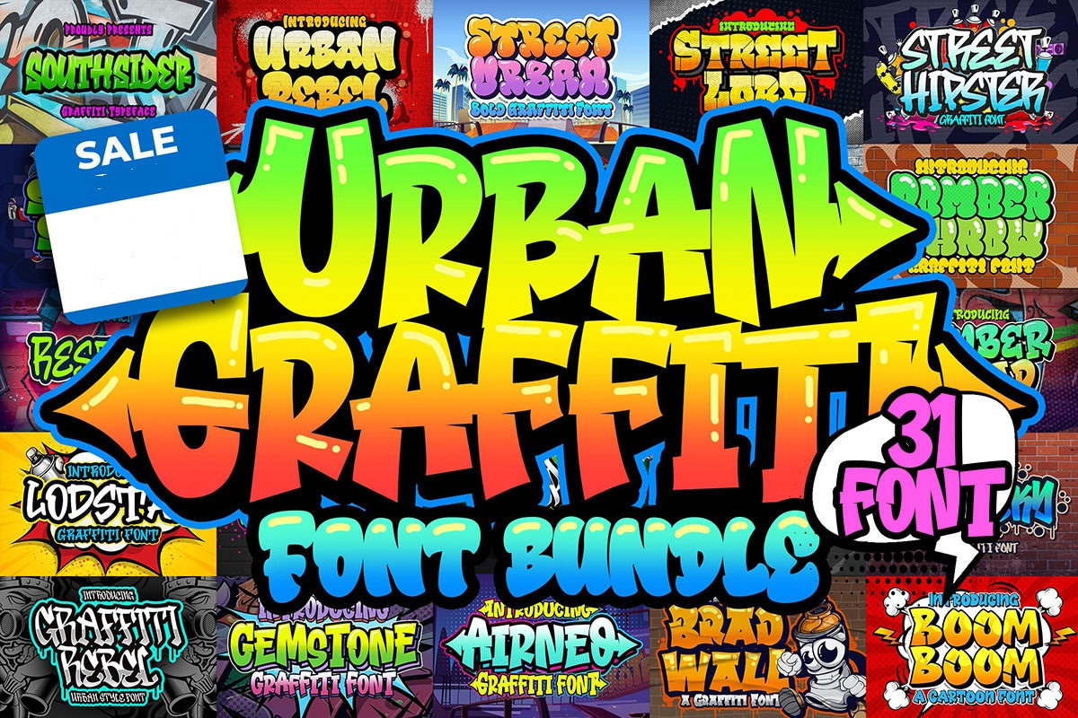 Urban Graffiti Font Bundle, Graffiti Font, Graffiti Letters, Urban Font ...
