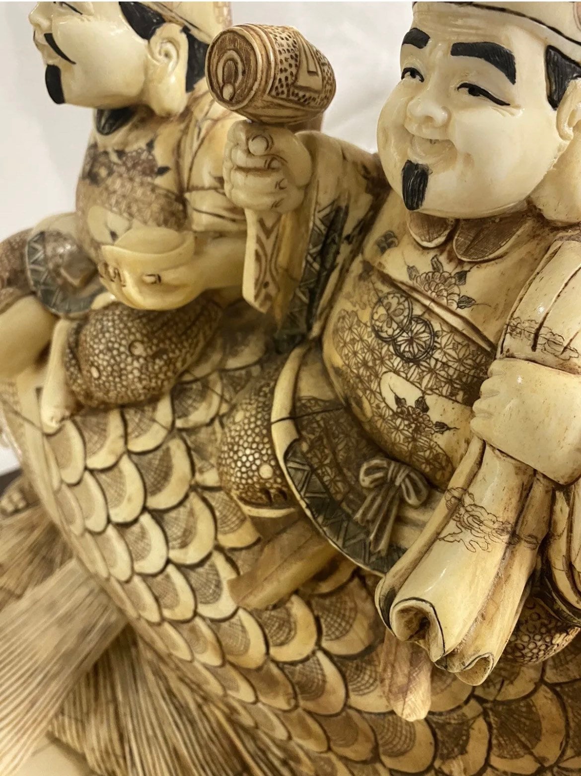 Koi and Man FISH STATUE Antique Asian Carving Vintage Art Rare - Etsy