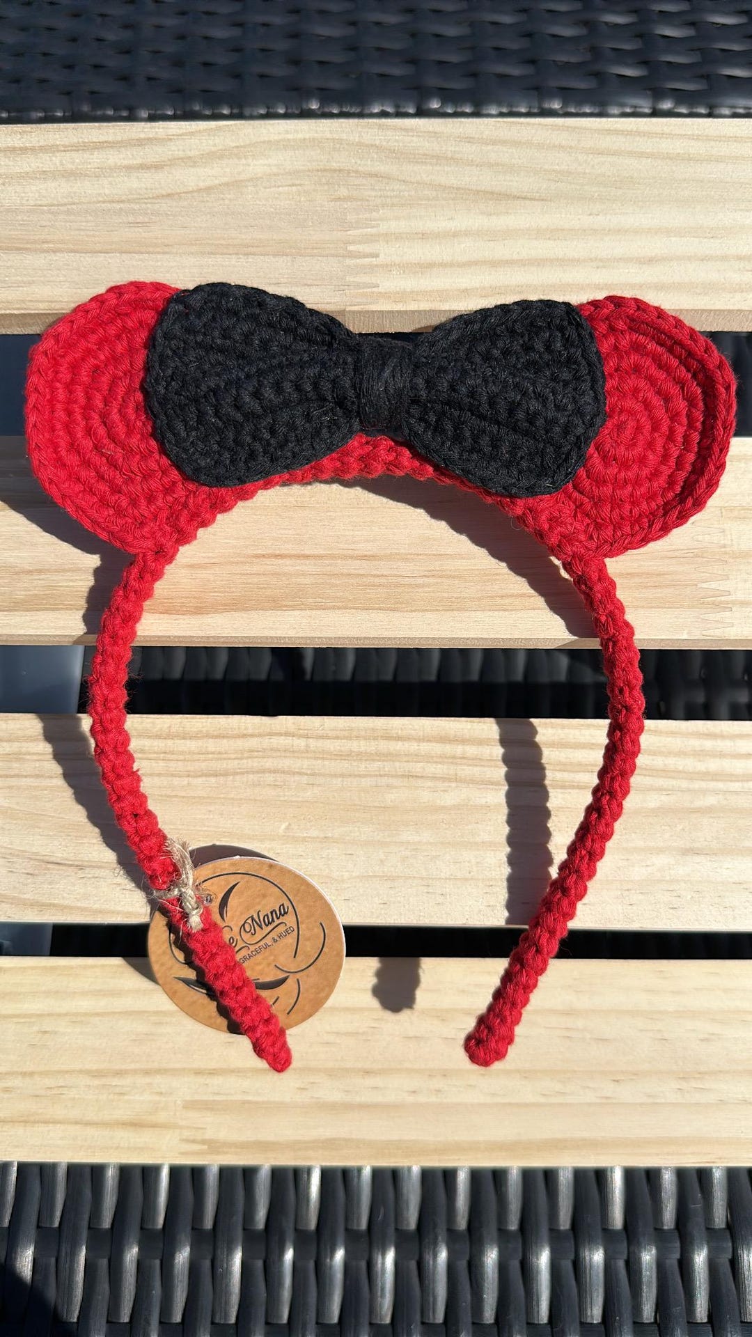 Handmade Crochet Minnie Headband, Soft Cotton Yarn Hair Band With Bow ...