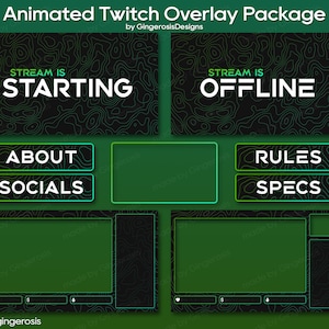 Animated Green Topographic Twitch Stream Overlay Package - Etsy