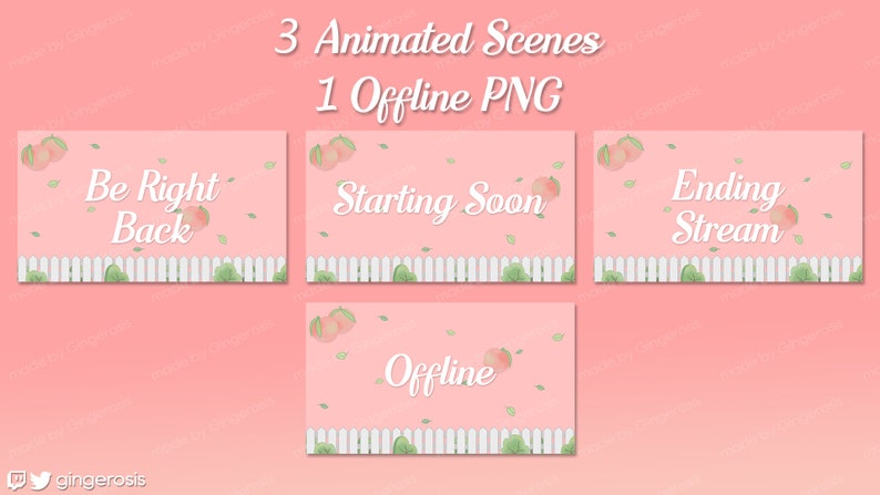 Animated Pink Peach Twitch Stream Overlay Package - Etsy