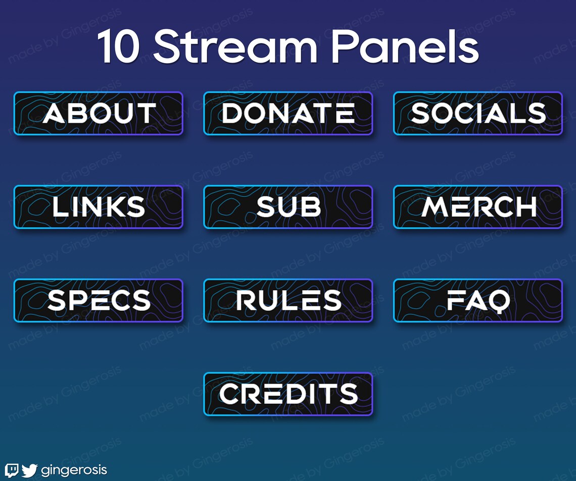 Animated Blue Topographic Twitch Stream Overlay Package - Etsy