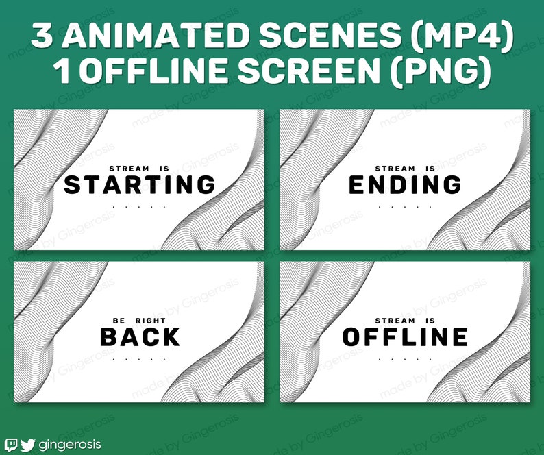 Animated White Geometric Wave Twitch Stream Overlay Package - Etsy