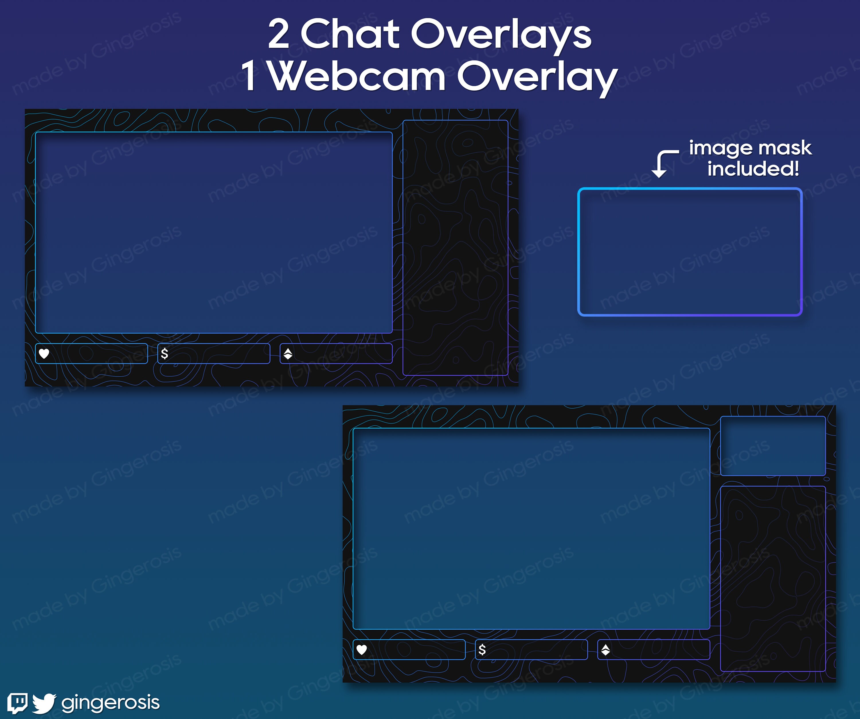 Animated Blue Topographic Twitch Stream Overlay Package - Etsy