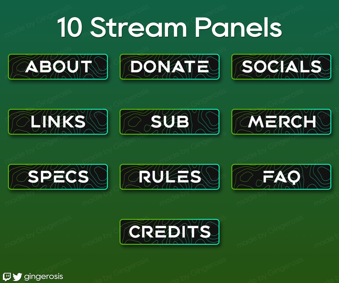 Animated Green Topographic Twitch Stream Overlay Package - Etsy