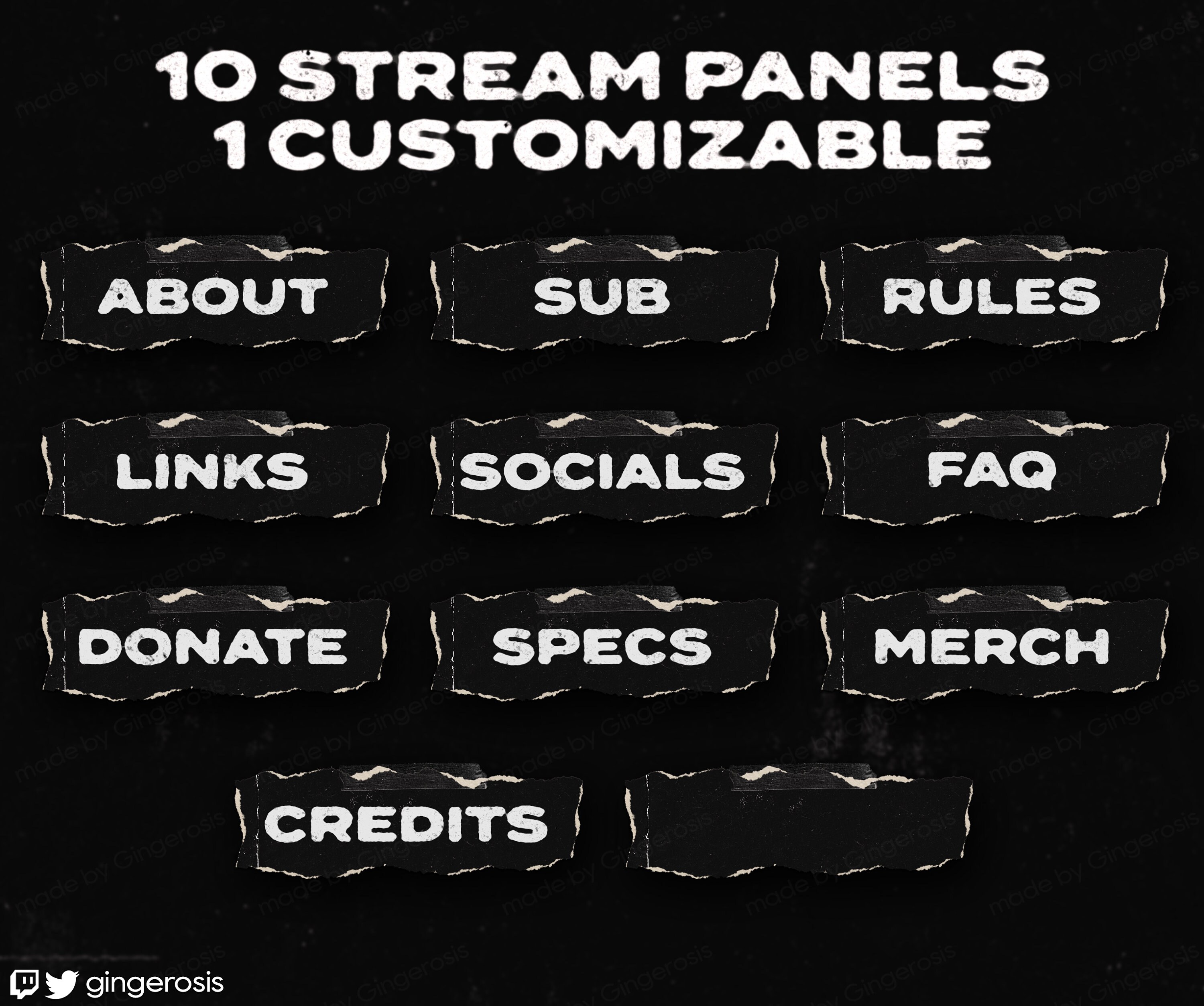 Grunge Twitch Stream Overlay Package | Stream Overlays | Panels ...
