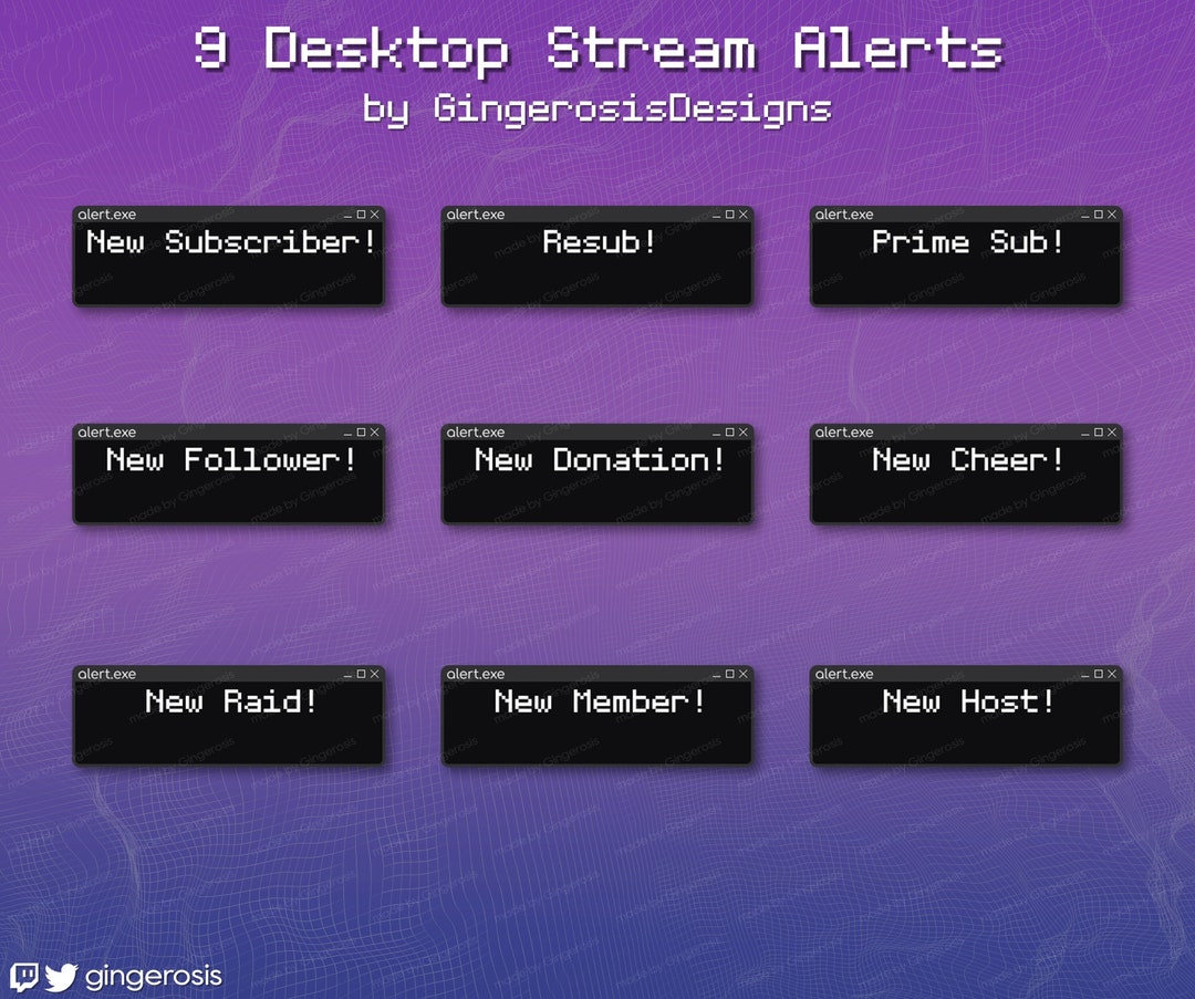 Desktop Style Twitch Stream Alerts Package | Alerts | Stream Overlays ...