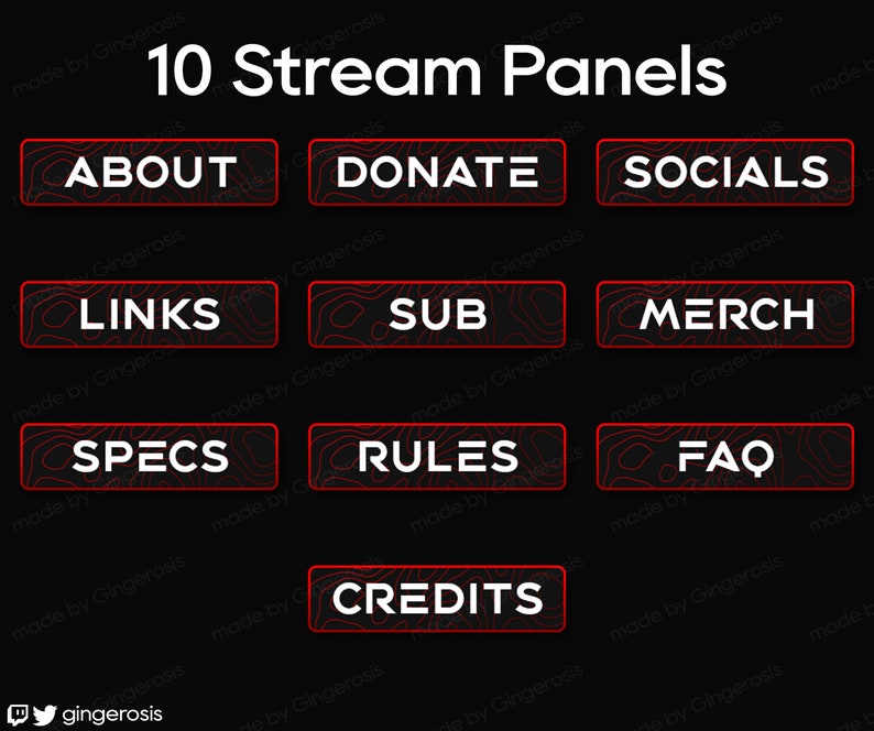 Animated Red Topographic Twitch Stream Overlay Package - Etsy
