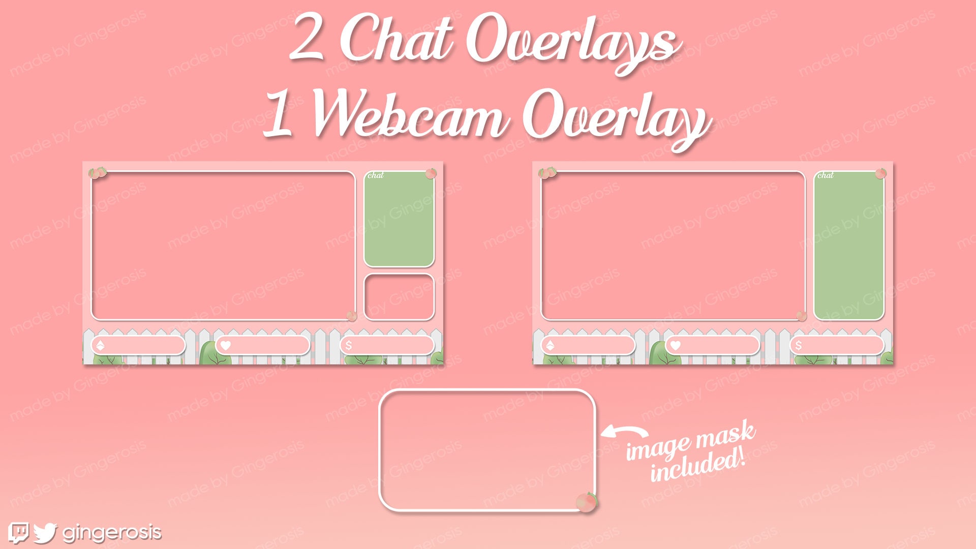 Animated Pink Peach Twitch Stream Overlay Package - Etsy