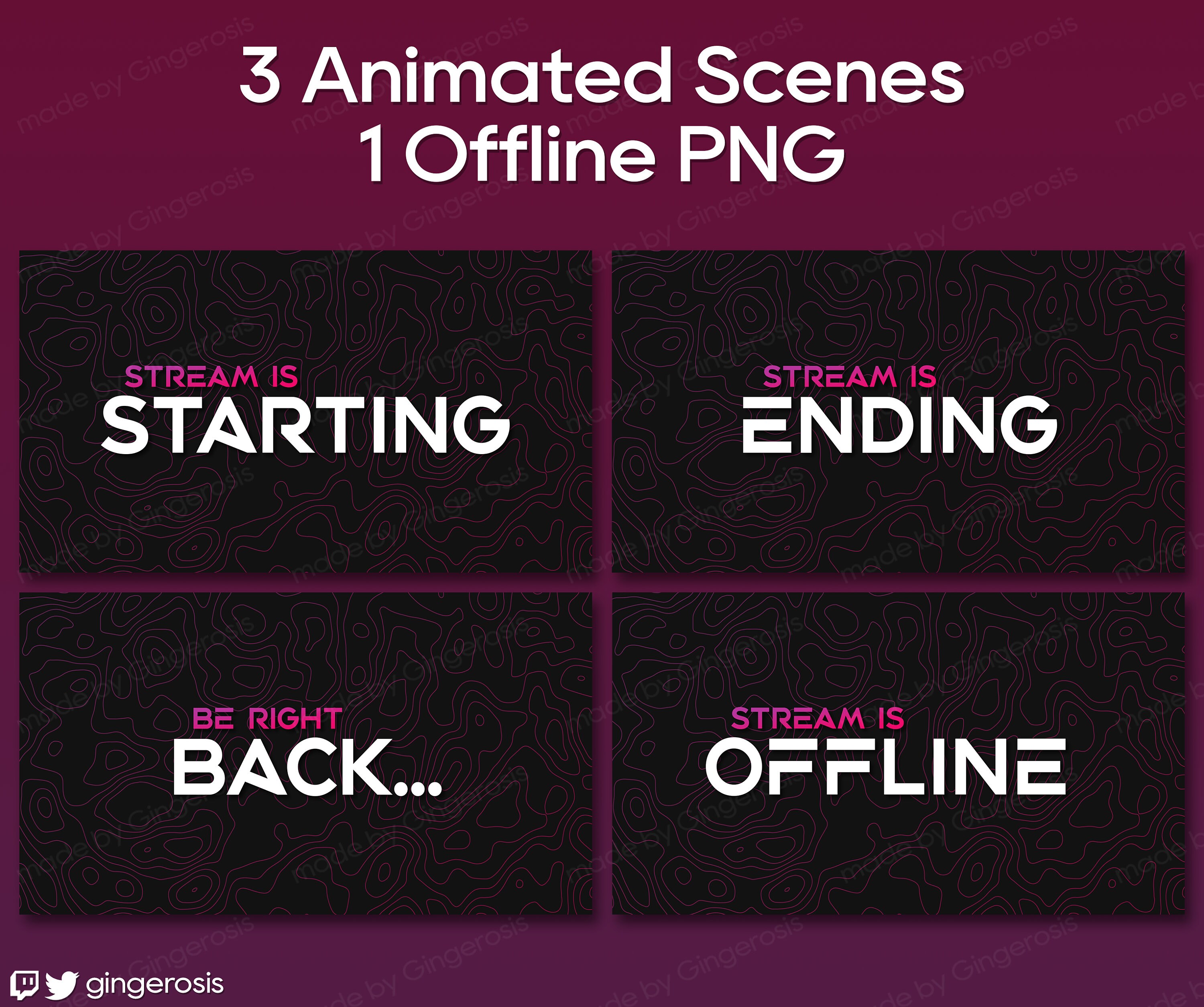 Animated Pink Topographic Twitch Stream Overlay Package - Etsy