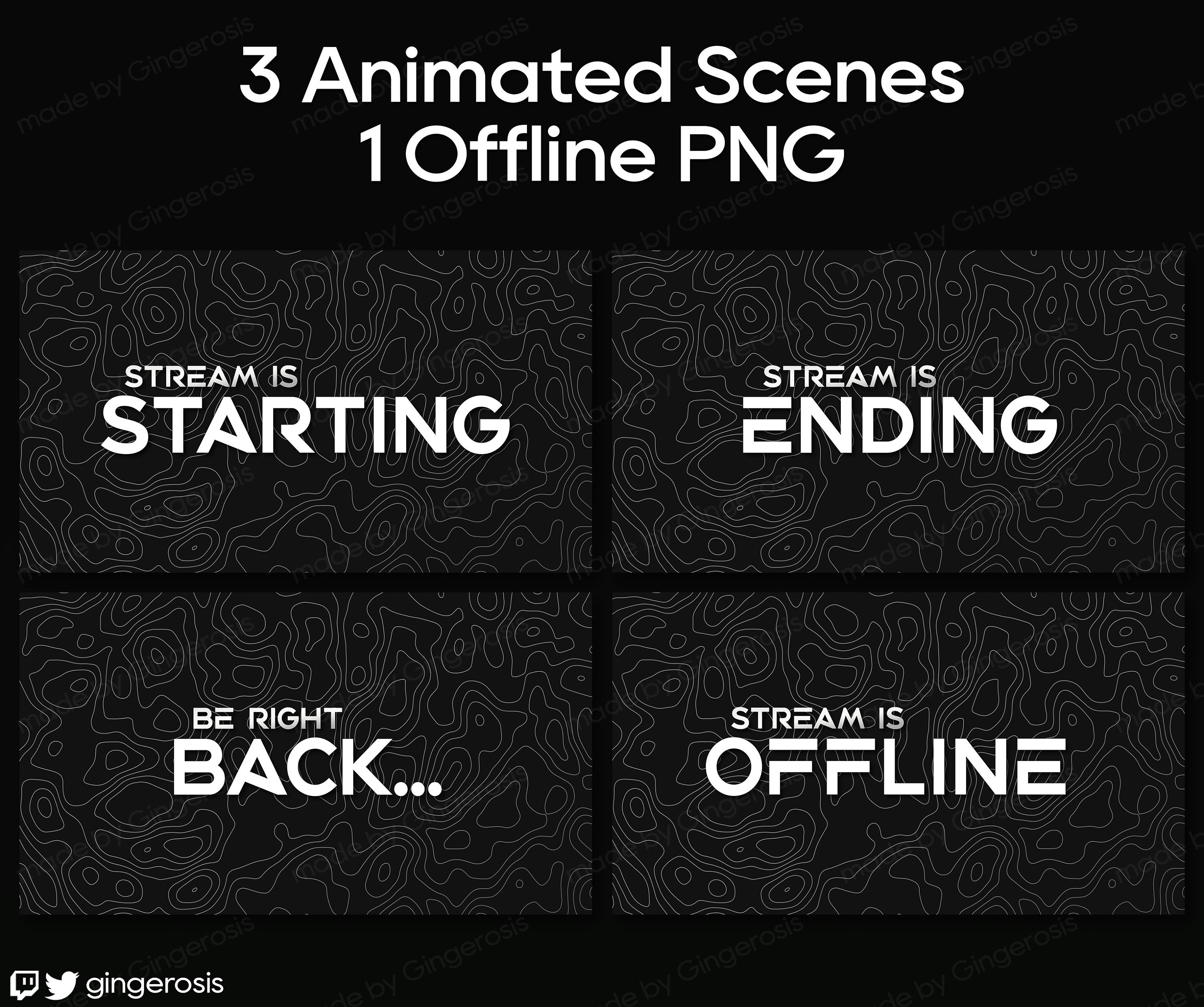 Animated White Topographic Twitch Stream Overlay Package - Etsy