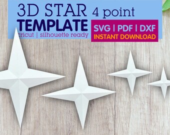 4 Point Star Svg - Etsy