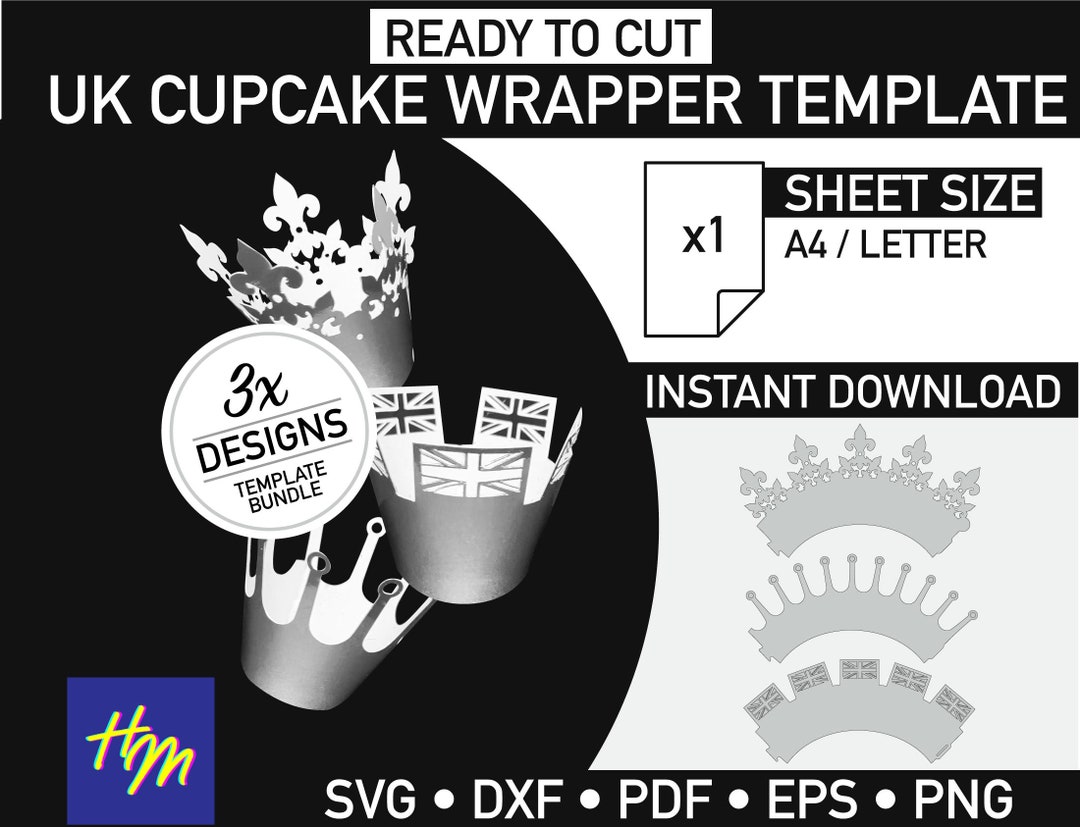 Britain Cupcake Wrapper SVG Template for Cricut - Etsy