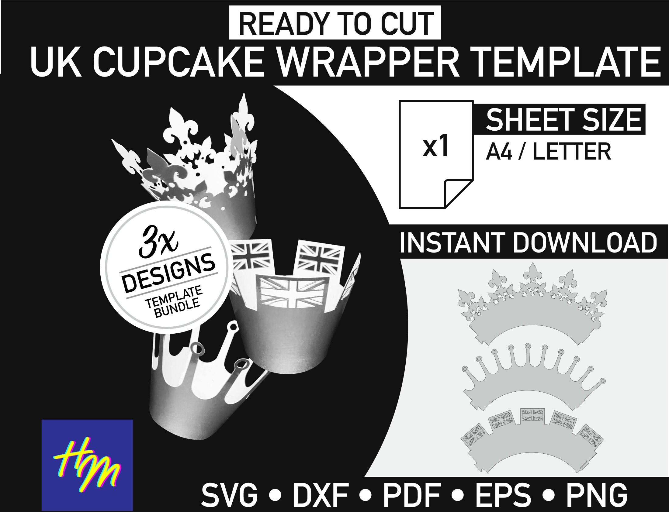Britain Cupcake Wrapper SVG Template for Cricut - Etsy