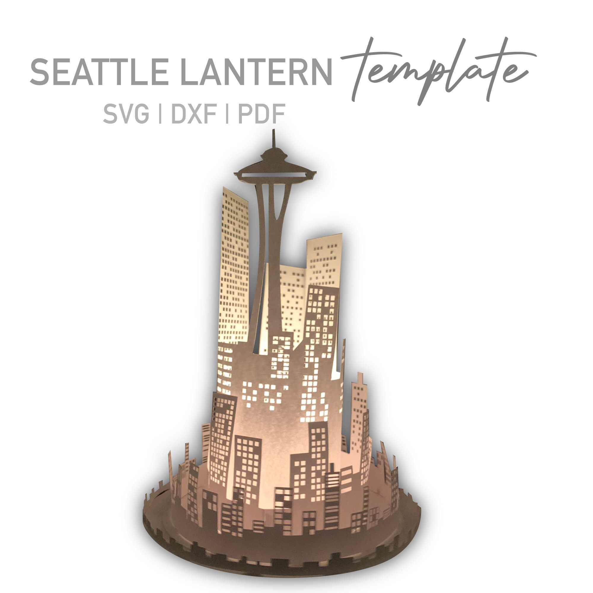 Seattle Skyline Lantern Template, SVG, DXF, PDF - Etsy