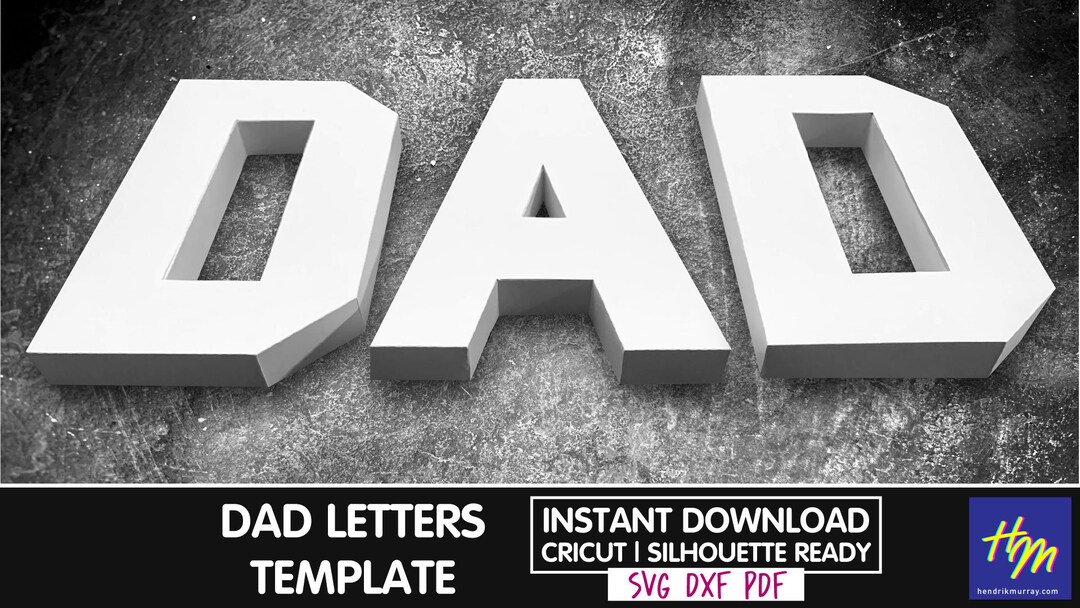 Box Letters SVG Dad Template, DXF and PDF Printable - Etsy