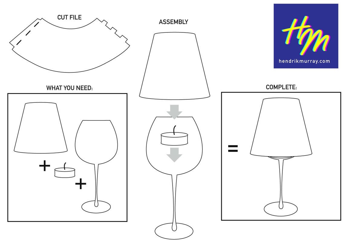Wineglass Lampshade SVG, DIY Template for Cricut and Silhouette - Etsy