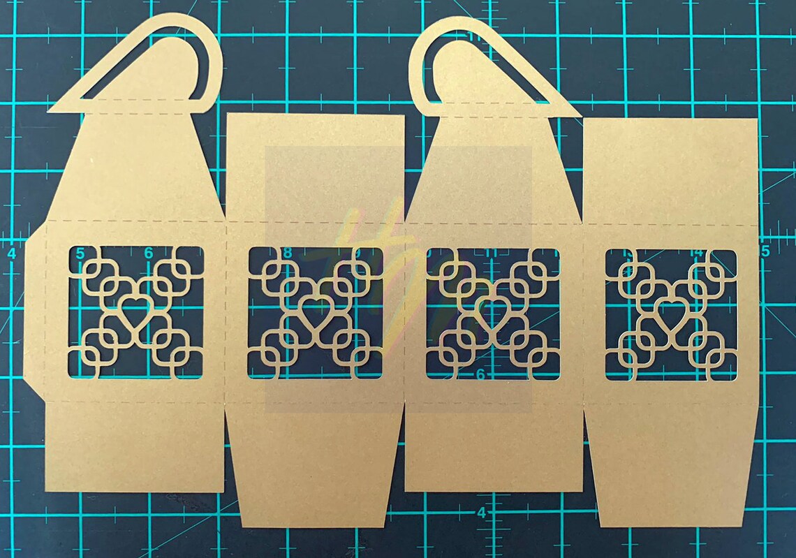 Gift Box SVG Template With Heart Motife DXF Printable PDF - Etsy