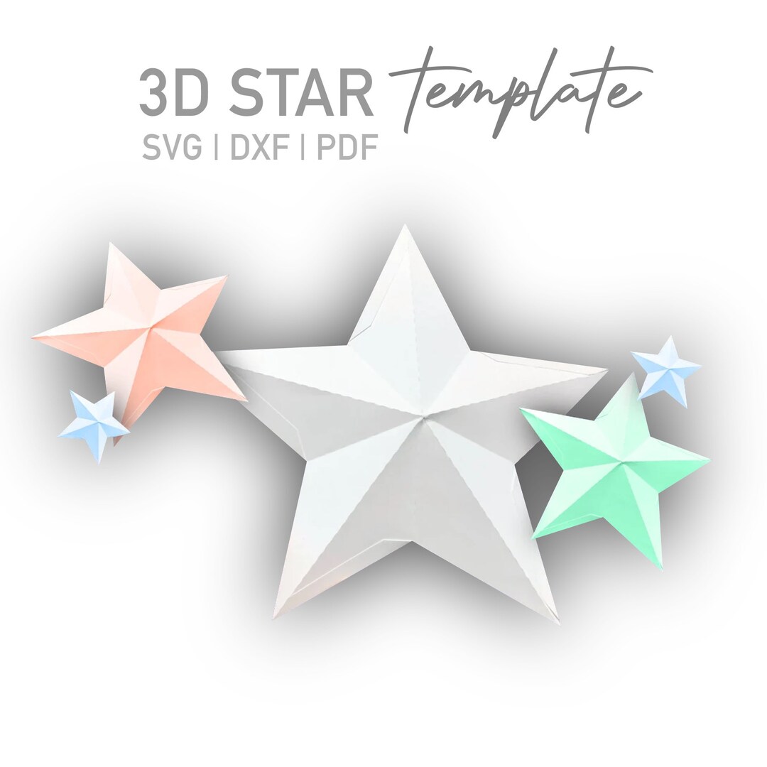 5 Point 3D Star SVG Template Paper Art, Silhouette DXF and Printable ...