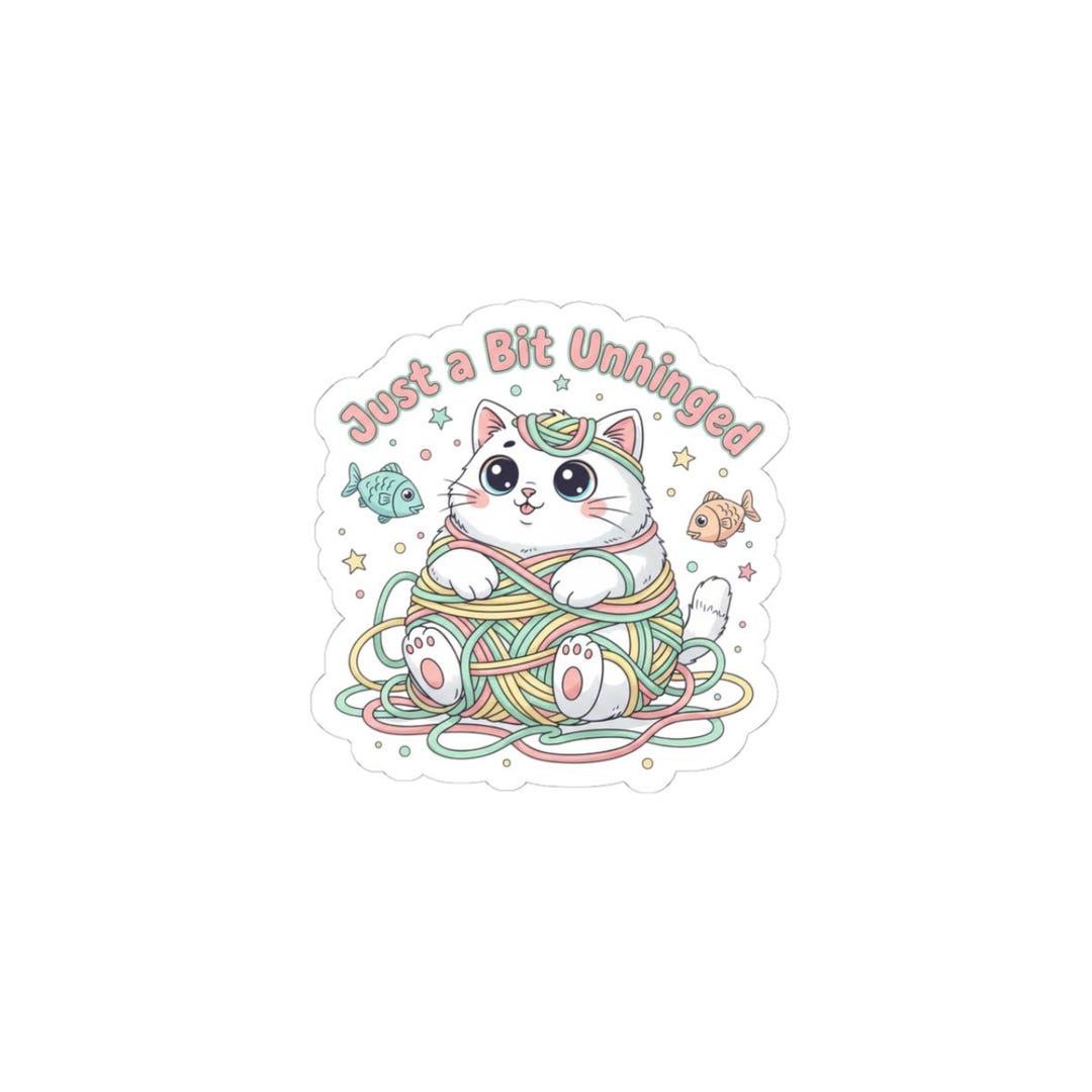Unhinged Cat Kiss-cut Sticker | Kawaii Laptop Decal - Etsy