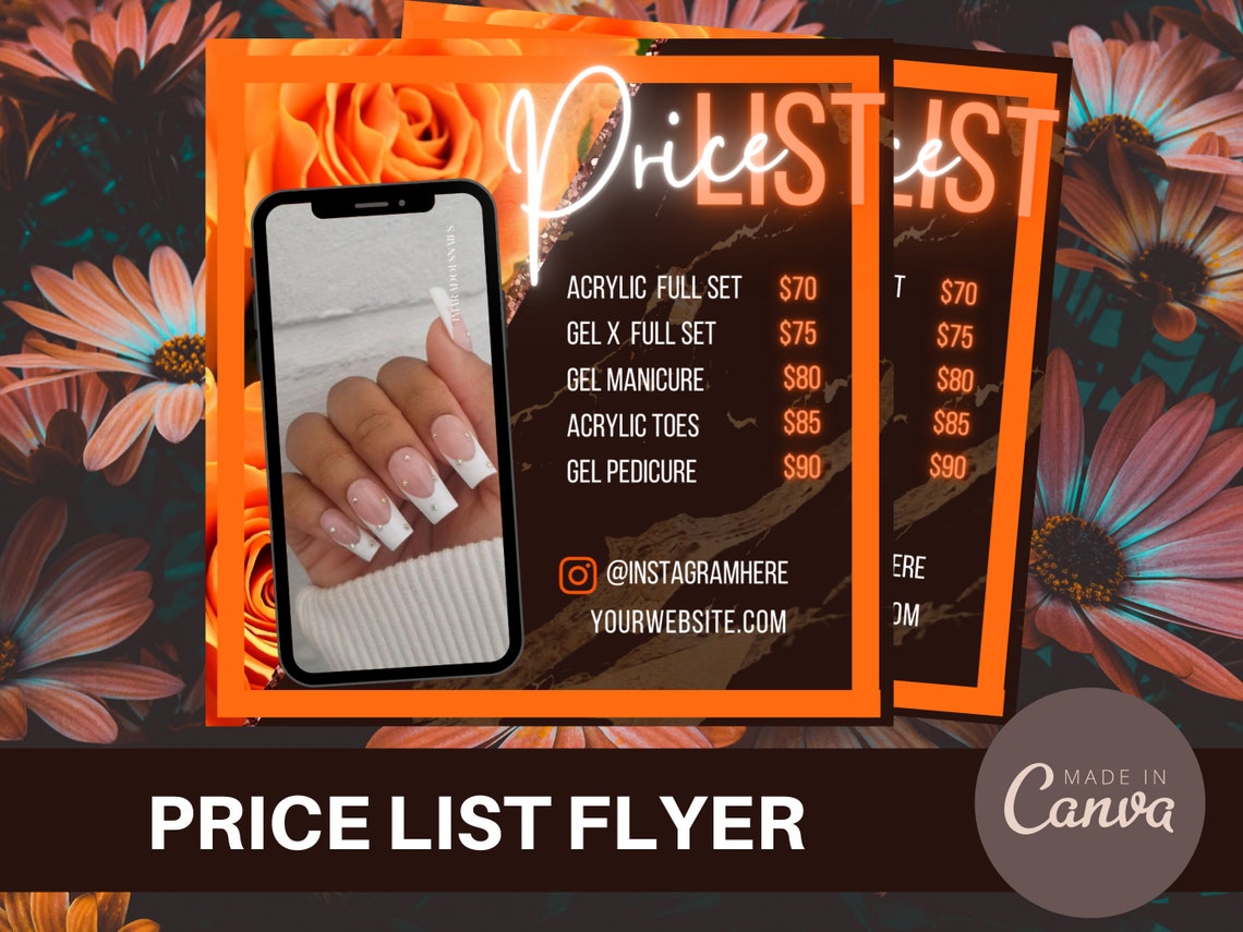 DIY Nail Price List Flyer, Hair Price List, Editable Price List, Nail ...