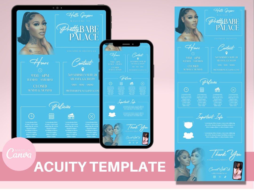DIY Blue Acuity Template, Acuity Scheduling Template, Lash Acuity, Hair ...