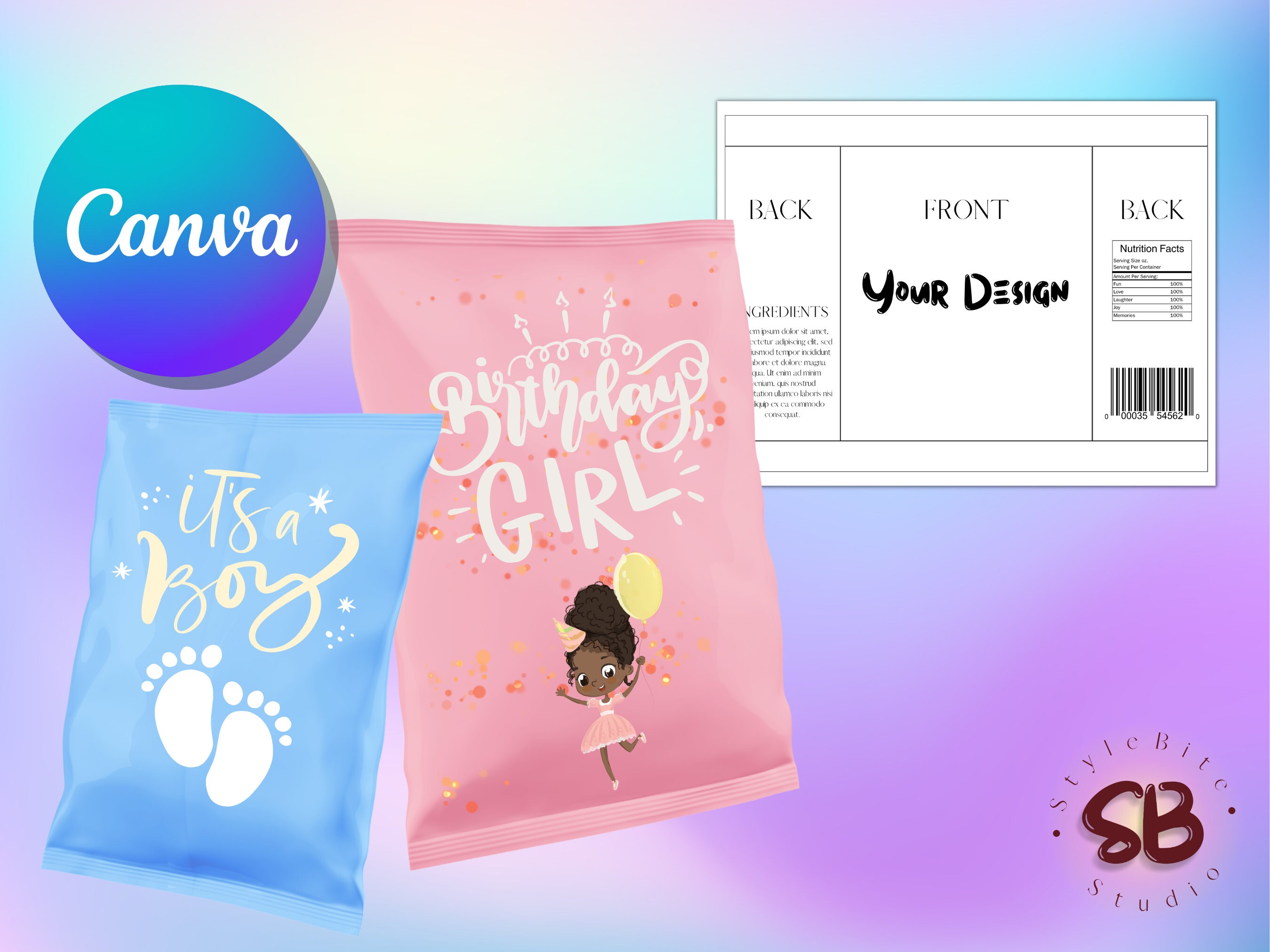 Chip Bag Template Custom Canva Download Printable Snack Bag Label ...