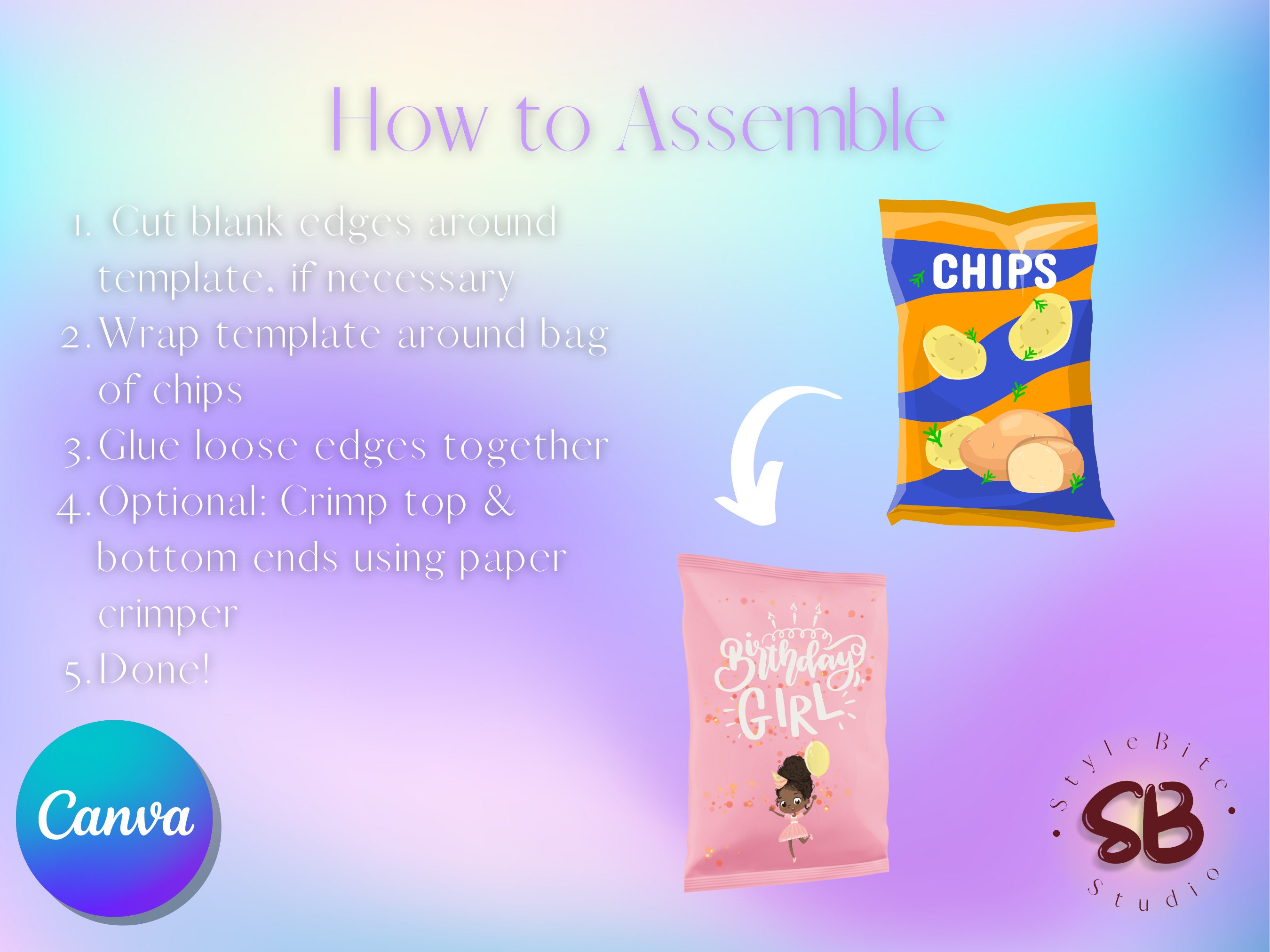 Chip Bag Template Custom Canva Download Printable Snack Bag Label ...