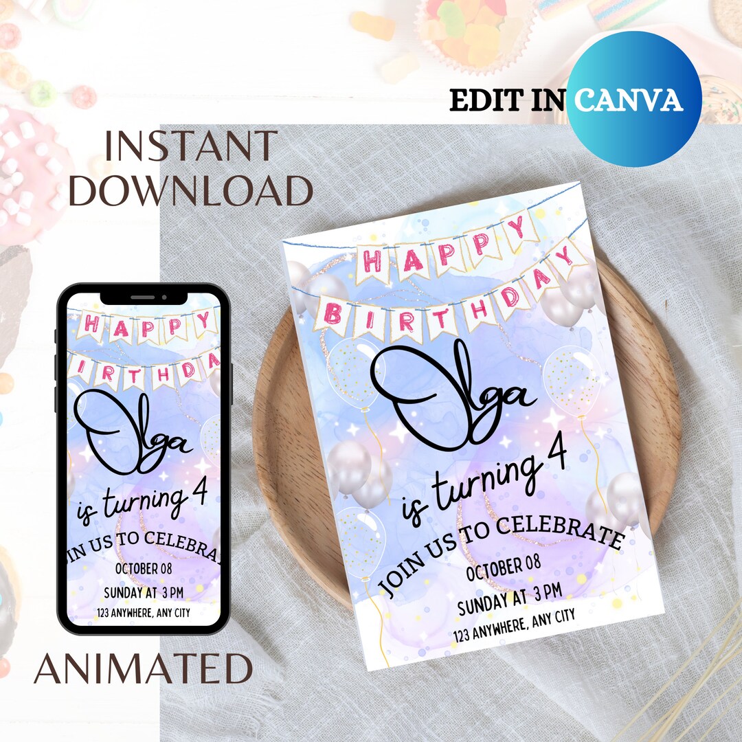 Editable Birthday Invitation Template | Canva Design (printable) - Etsy