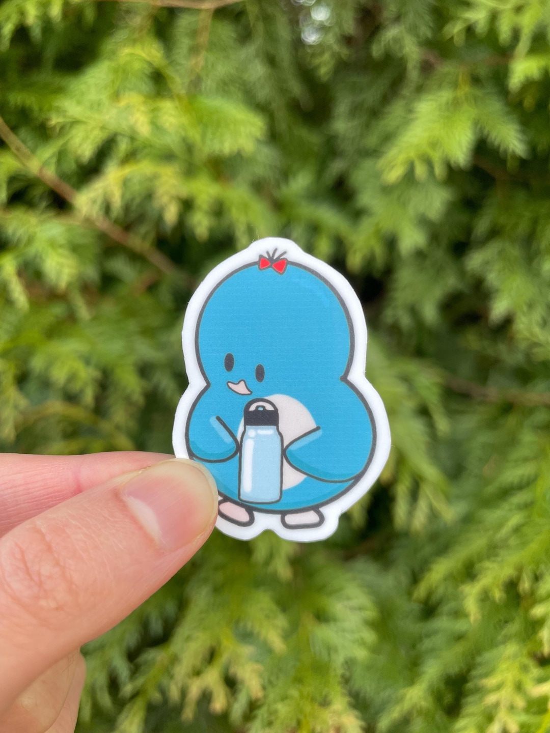 Blue Baby Blue Jay With Water Bottle Sticker | Cute Stickers for Water ...