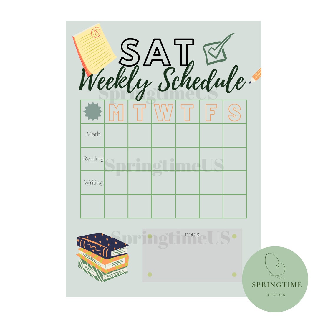 SAT Weekly Study Planner, Printable Schedule (PDF File) - Etsy