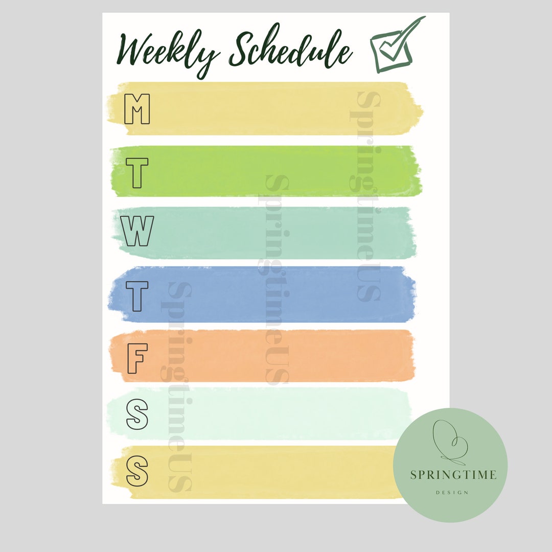 Digital Weekly Schedule A4 Size, Digital Planning, Organize Your Week ...