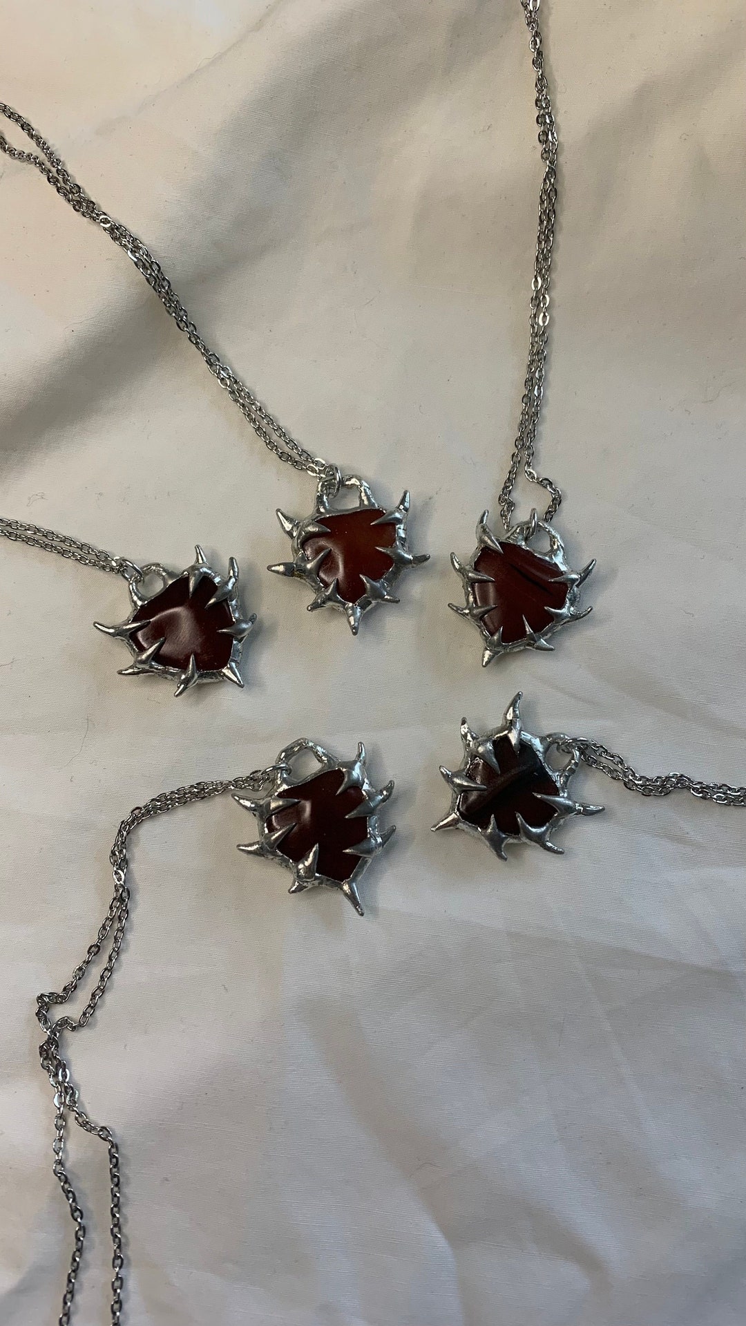 Carnelian Crystal Spike Heart Necklace / Scorchedvalley - Etsy