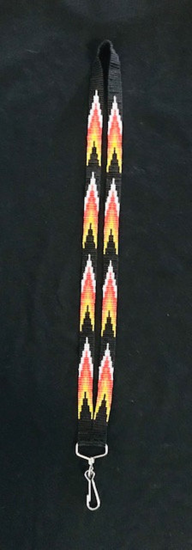 Beaded Lanyard in Southwest Design for I.D. or Keys Bright Colors ...