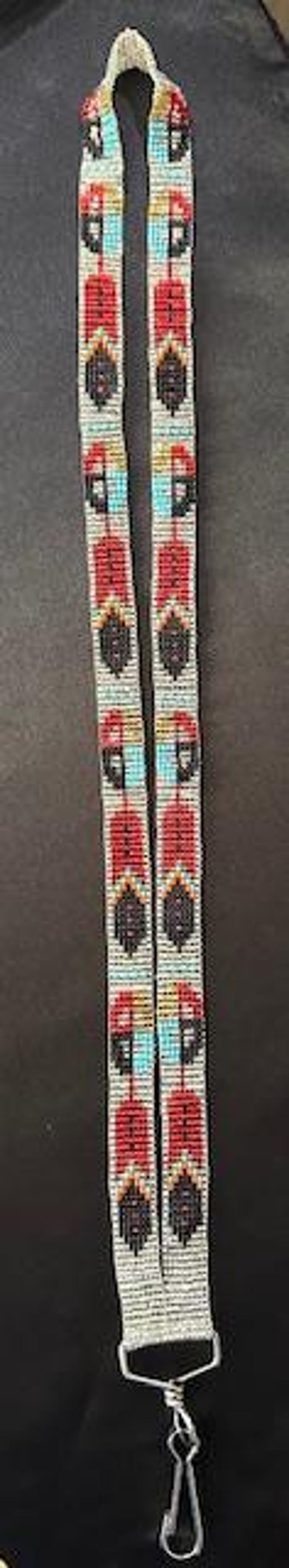 Beaded Lanyard in Southwest Design for I.D. or Keys Bright Colors ...