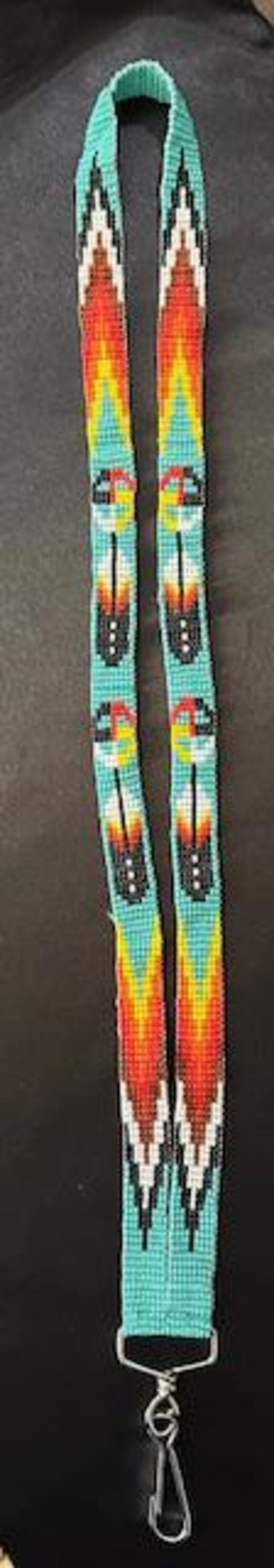 Beaded Lanyard in Southwest Design for I.D. or Keys Bright Colors ...