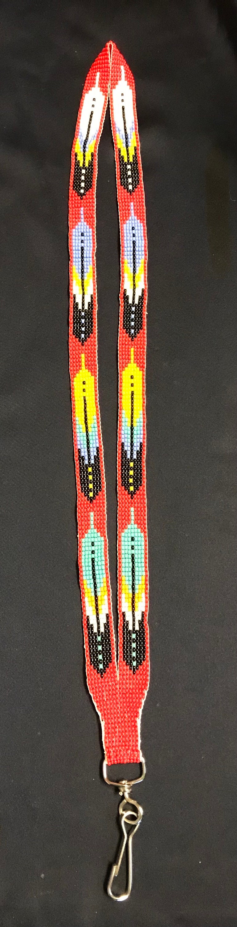 Beaded Lanyard in Southwest Design for I.D. or Keys Bright Colors ...