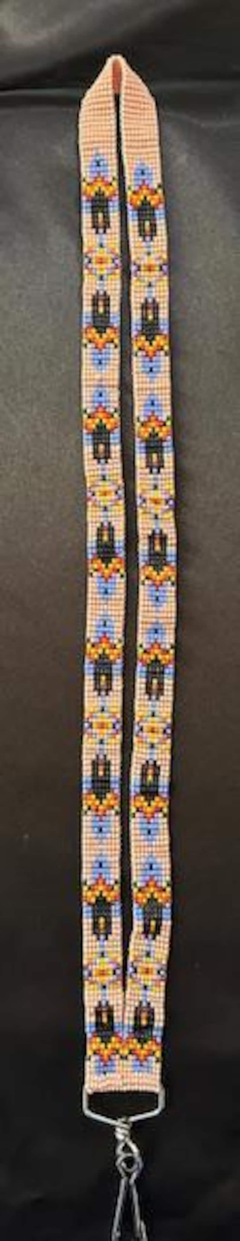 Beaded Lanyard in Southwest Design for I.D. or Keys Bright Colors ...