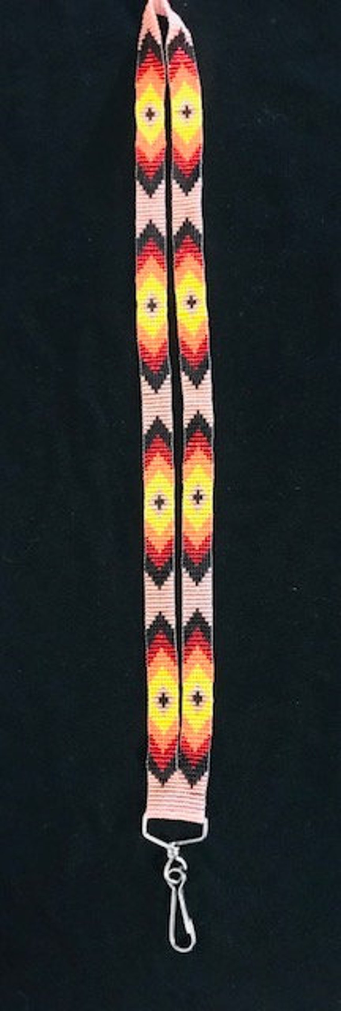 Beaded Lanyard in Southwest Design for I.D. or Keys Bright Colors ...