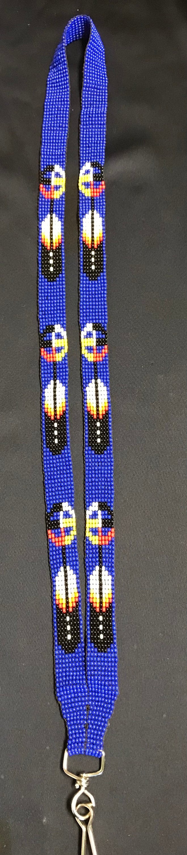 Beaded Lanyard in Southwest Design for I.D. or Keys Bright Colors ...